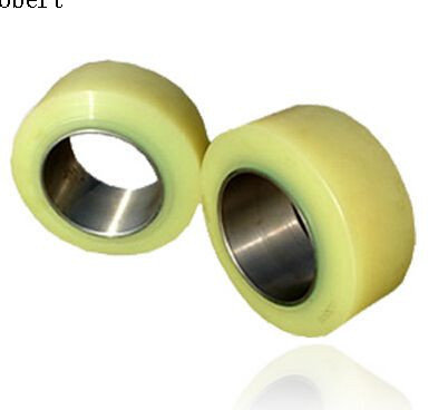 Polyurethane Coated Forklift Roller Wheels With Bearings Natural Color supplier