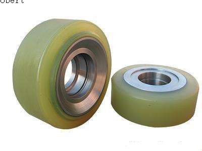 Polyurethane Coated Forklift Roller Wheels With Bearings Natural Color supplier