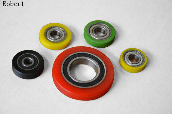 Heavy Duty Small Polyurethane Roller Wheels With Aluminum Center Assemble Ball Bearing supplier