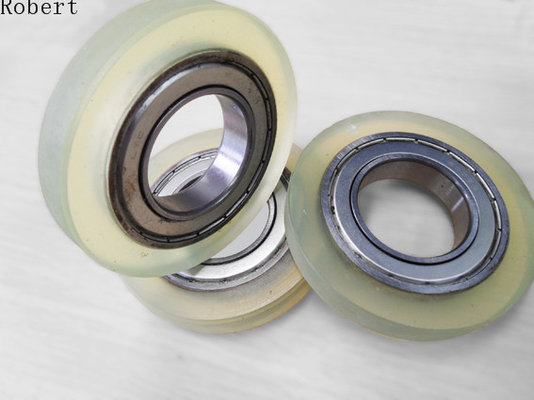 Heavy Duty Small Polyurethane Roller Wheels With Aluminum Center Assemble Ball Bearing supplier