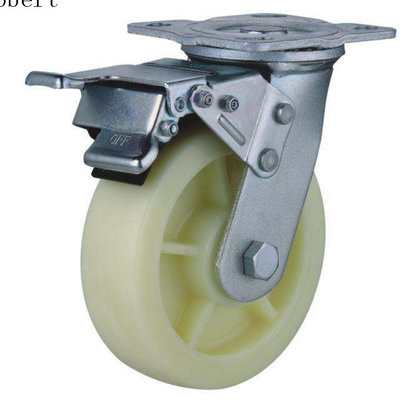 Total Brake Polyurethane Nylon Roller Wheels With Double Ball Bearings supplier