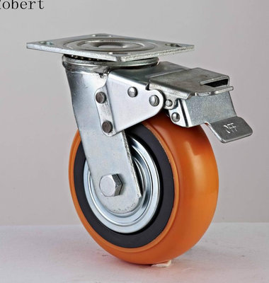 Durable Trolley Polyurethane Roller Wheels , Spring Loaded Casters For Machines supplier