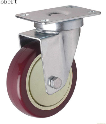 Durable Trolley Polyurethane Roller Wheels , Spring Loaded Casters For Machines supplier