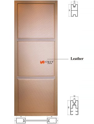 Custom Living Room 8ftx4ft 3 Leather Sliding Door With Bearing / Aluminum Electric Lock