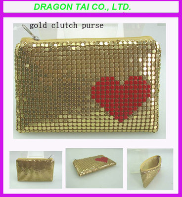 Gold clutch bag, Aluminum sheet evening bags, measure 16*10cm