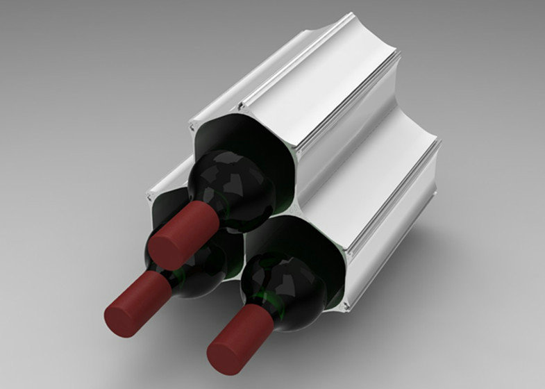 Aluminum Wine Display Stands With 3 Bottle , Honeycomb Structure