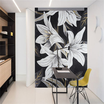 Wall Hanging Glass Mosaic Murals , Bathroom Shower Tile Murals Square Shape