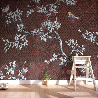 Lotus Flower Tile Murals For Kitchen , Mosaic Tile Murals Easy To Clean