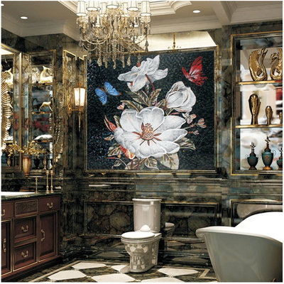 Customized Size Handmade Tile Murals Glass Mosaic Art Tile Long Lifetime