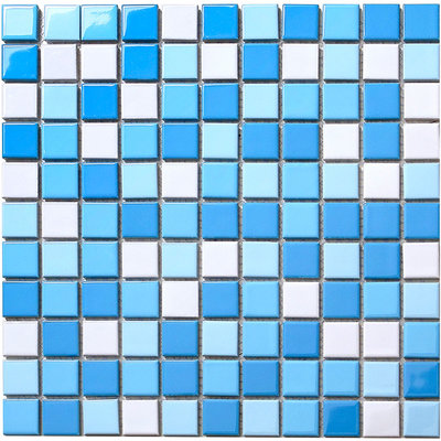 Outdoor Blue Glass Mosaic Cheap Swimming Pool Tile 327*327*4mm Sheet Size