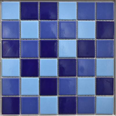Outdoor Blue Glass Mosaic Cheap Swimming Pool Tile 327*327*4mm Sheet Size