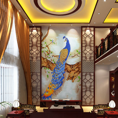 India Peacock Design Handmade Tile Murals Mosaic Wall Art Mural Customized