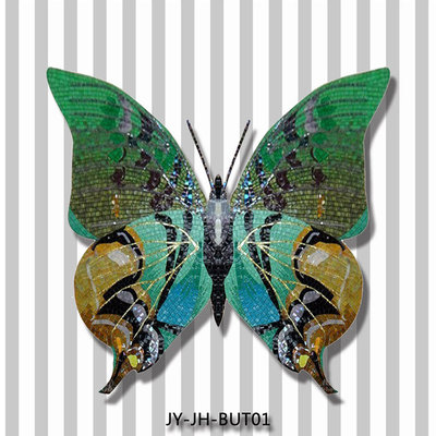 Artwork Butterfly Animals Handmade Tile Murals Glass Mosaic Materials