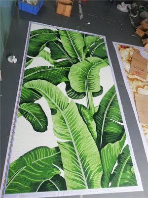Green Leaf Wall Mural / Arts And Crafts Tile Murals Low Temperature Resistance
