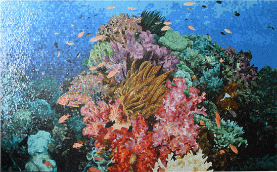 Large Ocean Coral Murals / Tile Murals Behind Stove Alkali Resistance