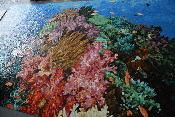 Large Ocean Coral Murals / Tile Murals Behind Stove Alkali Resistance
