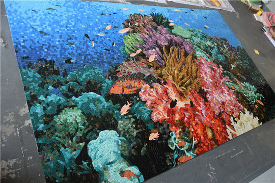 Large Ocean Coral Murals / Tile Murals Behind Stove Alkali Resistance
