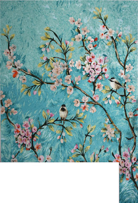 Multi Color Large Floral Wall Mural , Mural Painting Flower Designs Radiation Free