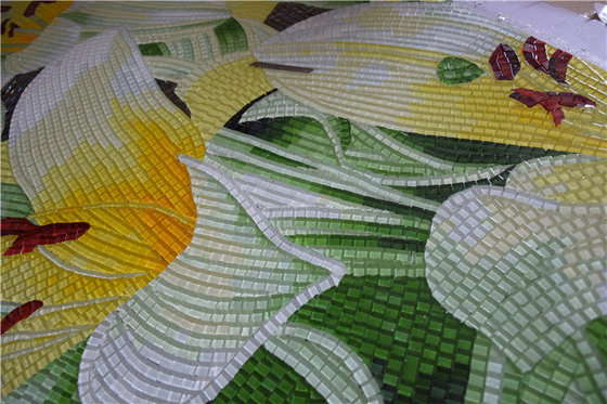 Vapor Proof Floral Wall Mural / Hand Painted Flower Murals Alkali Resistant