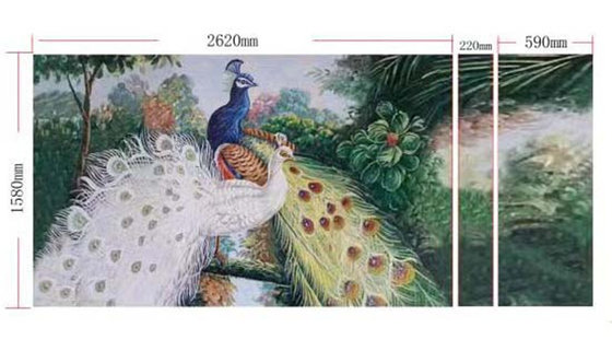 Beautiful Peacock Wallpaper Mural , Glass Tile Murals Colorful Mosaic Chips