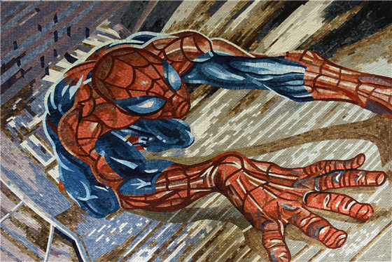 Durable Spiderman Wall Murals / Custom Ceramic Tile Murals Low Temperature Resistant
