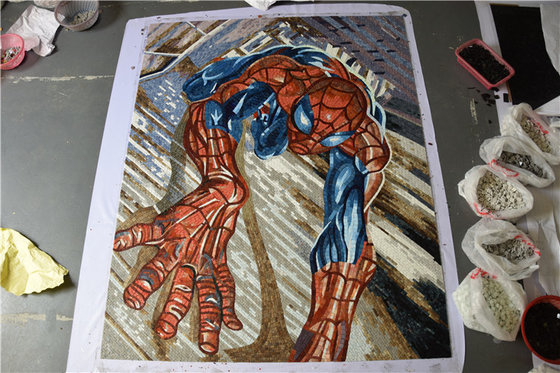 Durable Spiderman Wall Murals / Custom Ceramic Tile Murals Low Temperature Resistant