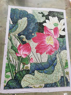 Lotus Flower Ceramic Tile Murals , Large Custom Kitchen Tile Murals