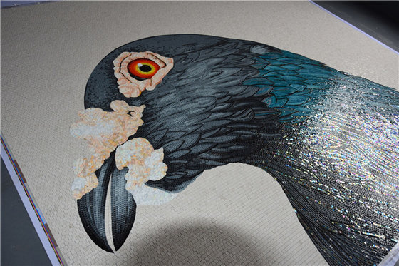 Marble Mosaic Bird Tile Murals , Premium Grade Art Nouveau Tile Mural