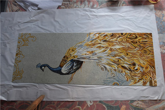 Durable Peacock Tile Murals , Hand Painted Tile Murals Water Resistance