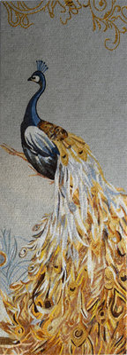 Durable Peacock Tile Murals , Hand Painted Tile Murals Water Resistance