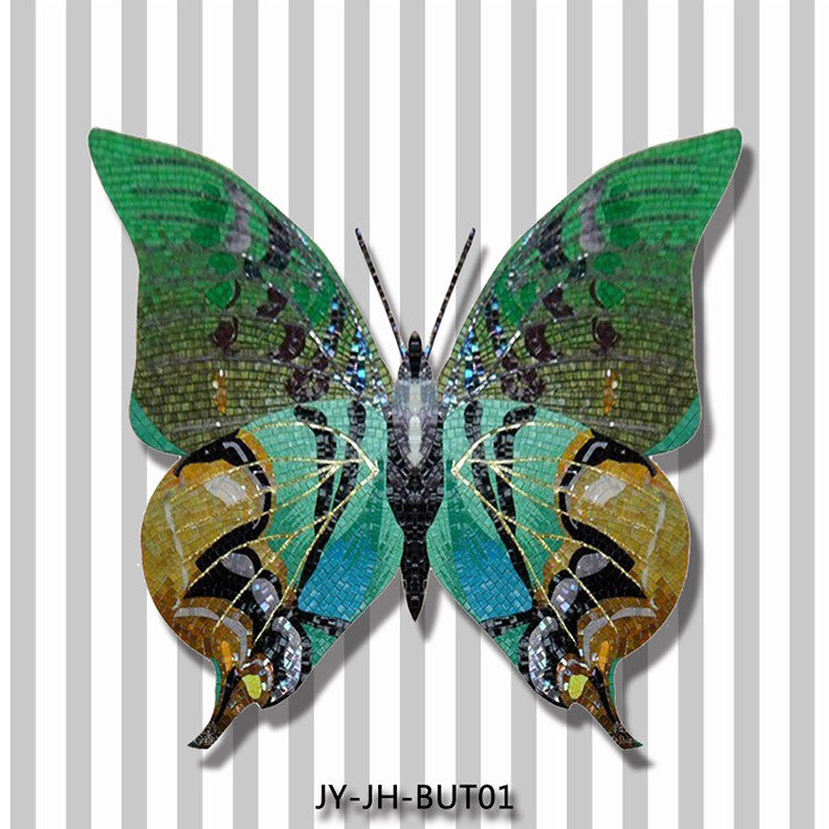 Artwork Butterfly Animals Handmade Tile Murals Glass Mosaic Materials