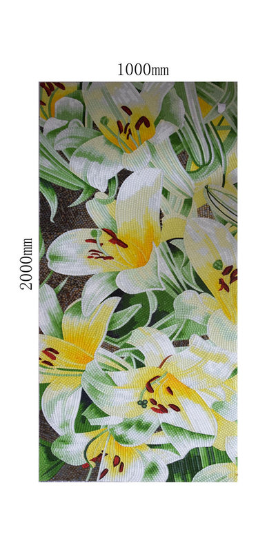 Vapor Proof Floral Wall Mural / Hand Painted Flower Murals Alkali Resistant