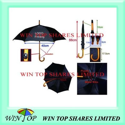 China 23" Auto Black Wooden Umbrella with Details supplier
