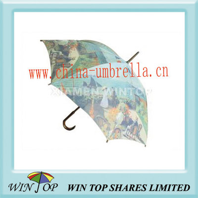 China 23" Heat Transfer Printing Wood Art Umbrella supplier
