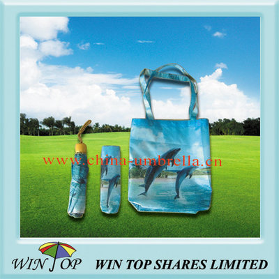 China 21" 3 Folding Shopping Bag Umbrella supplier