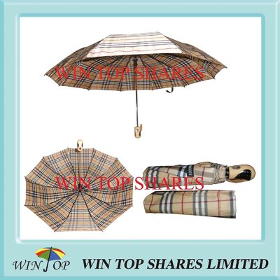 China Heavy Duty Classical Check 3 Folds Automatic Umbrella supplier