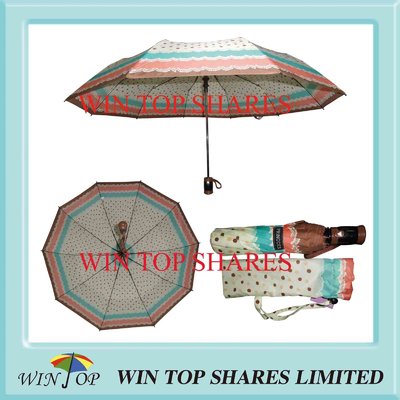 China DOT Design Heat Transfer Printing 3 Folds Auto Umbrella supplier