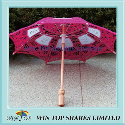 China 19cm China wooden embroidery cotton parasol supplier