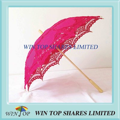 China China 38cm wooden embroidery cotton umbrella supplier
