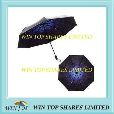 China Rainproof and Sunproof black adhesive starry night topic umbrella supplier
