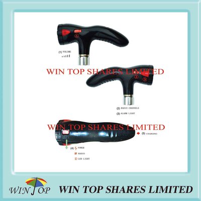 LED Auto Stick Umbrella with Radio, Alarm Function supplier