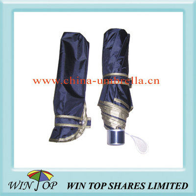 21" 3 Fold Telescopic Gold Umbrella supplier