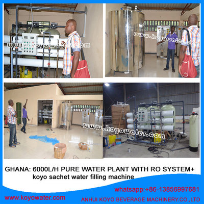 KOYO sachet water produce line with pump/water tank/filtration/treatment reverse osmosis RO system/UV Sterilizer/Ozone G