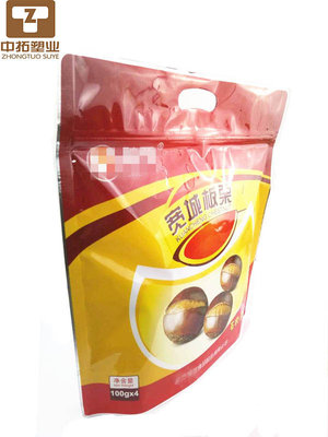 Printing food grade Cooked Chestnut Chinese Snack Food Foil Zipper Bag with handle