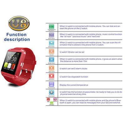 2015 Cheap Touch Screen U8 Smart Watch With Camera,1.44 Inch Bluetooth 3.0 Smart Watch