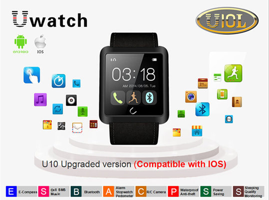 2015 new U10L IPS HD LCD Screen waterproof smart watch for android & IOS /smart watch
