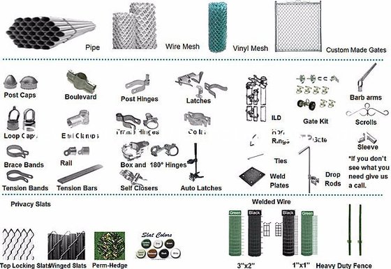 ASTM standard chain link fence accessories, brace bands | post cap | sleeves | tension bar supplier