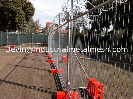 Australian Standard AS 4687-2007 2.4x2.1m hot dipped galvanize temporary fence with plastic feet and clamp for Australia supplier