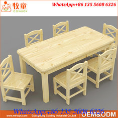 China High quality early childhood classroom furniture supplies kids wooden 6 seats rectangle table supplier