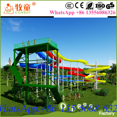 Guangdong Cowboy open closed fiberglass water park slides for sale supplier